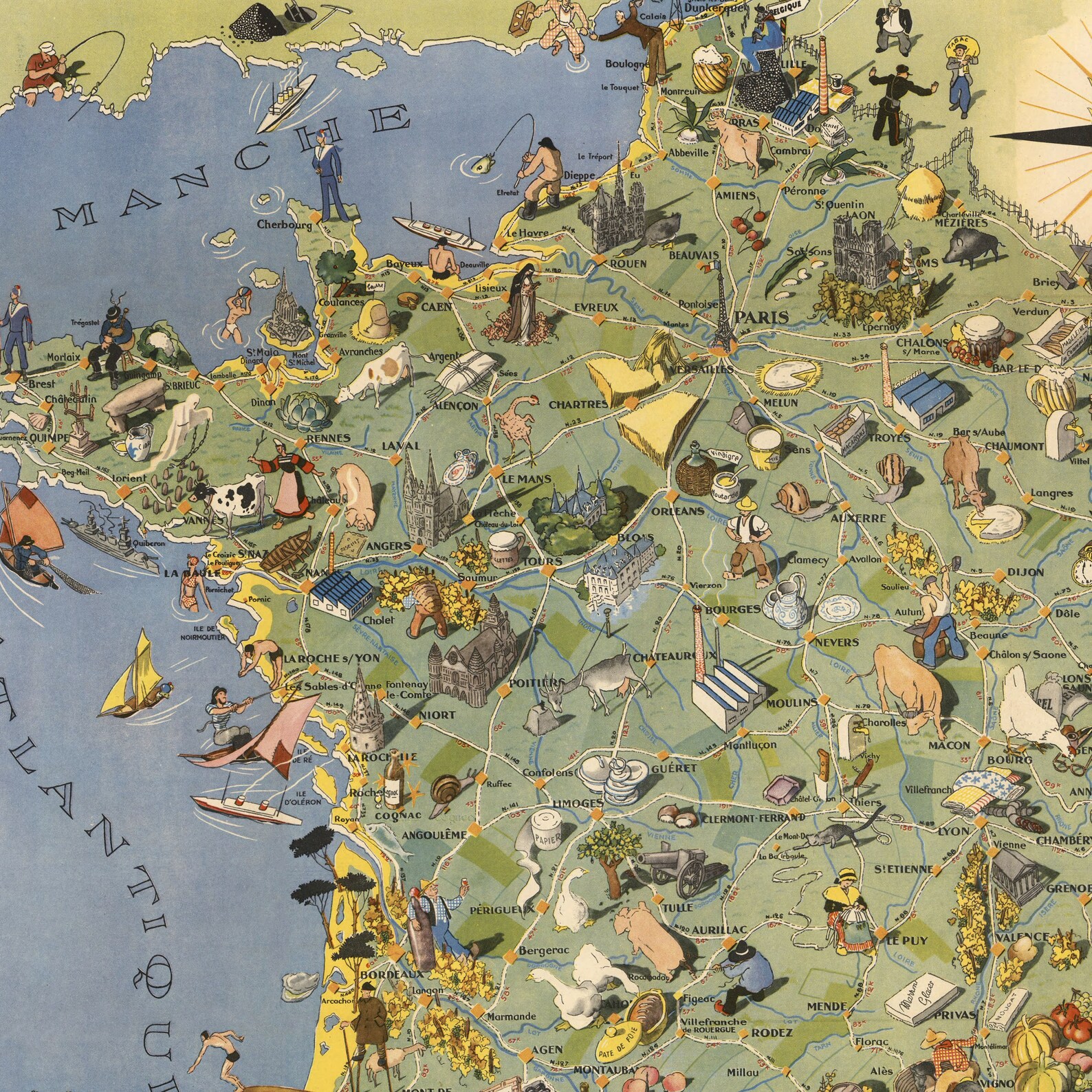 Gastronomic and Touristic Map of France Gallery Wrap Canvas | Etsy