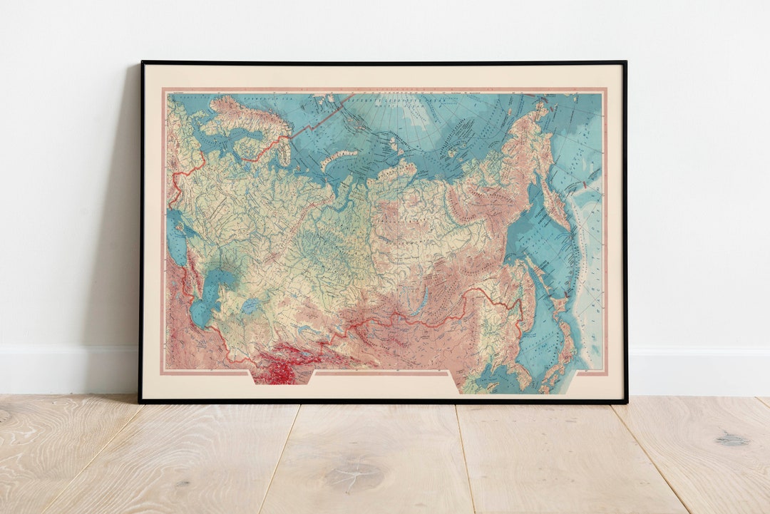 Geographical Map of Soviet Russia| USSR| Map Wall Decor| Map Wall Art ...