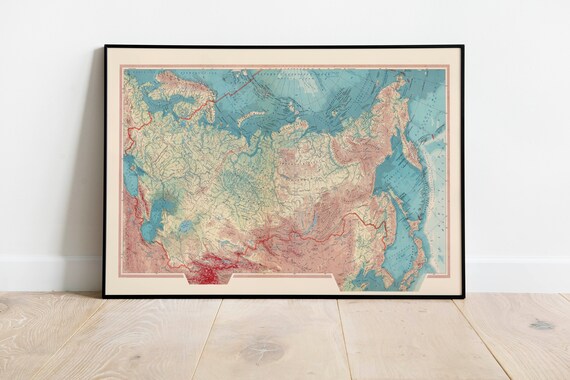 Geographical Map of Soviet Russia USSR Map Wall Decor Map - Etsy