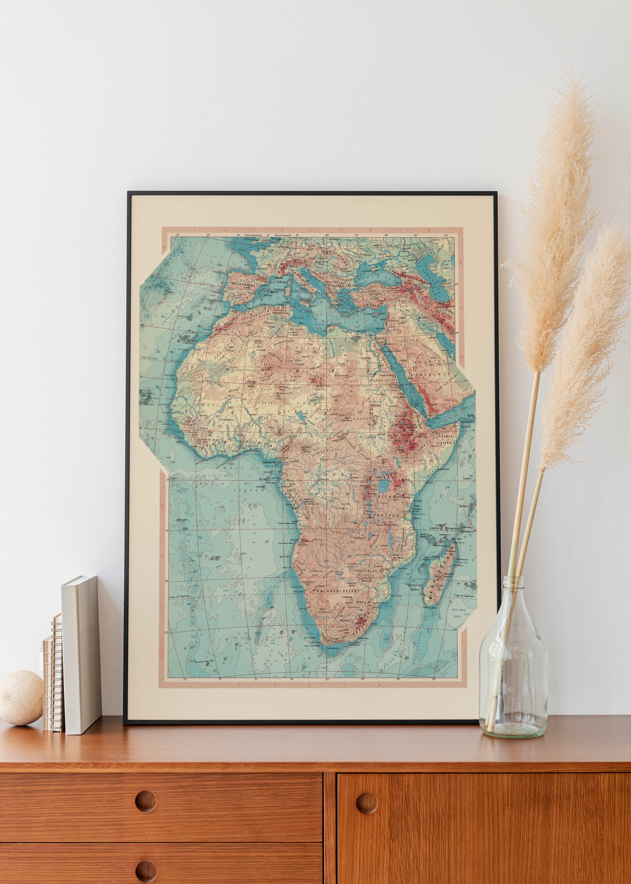 Map of Africa Old Map Wall Decor Vintage Map Wall Art - Etsy
