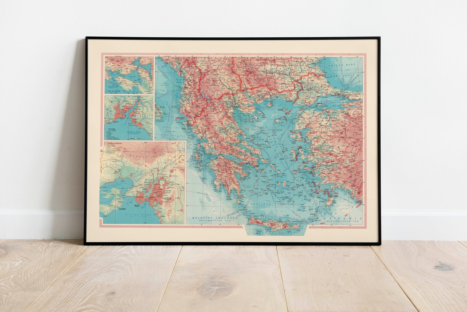 Vintage Map of Albania and Greece: Art Print, Framed or Canvas - Etsy