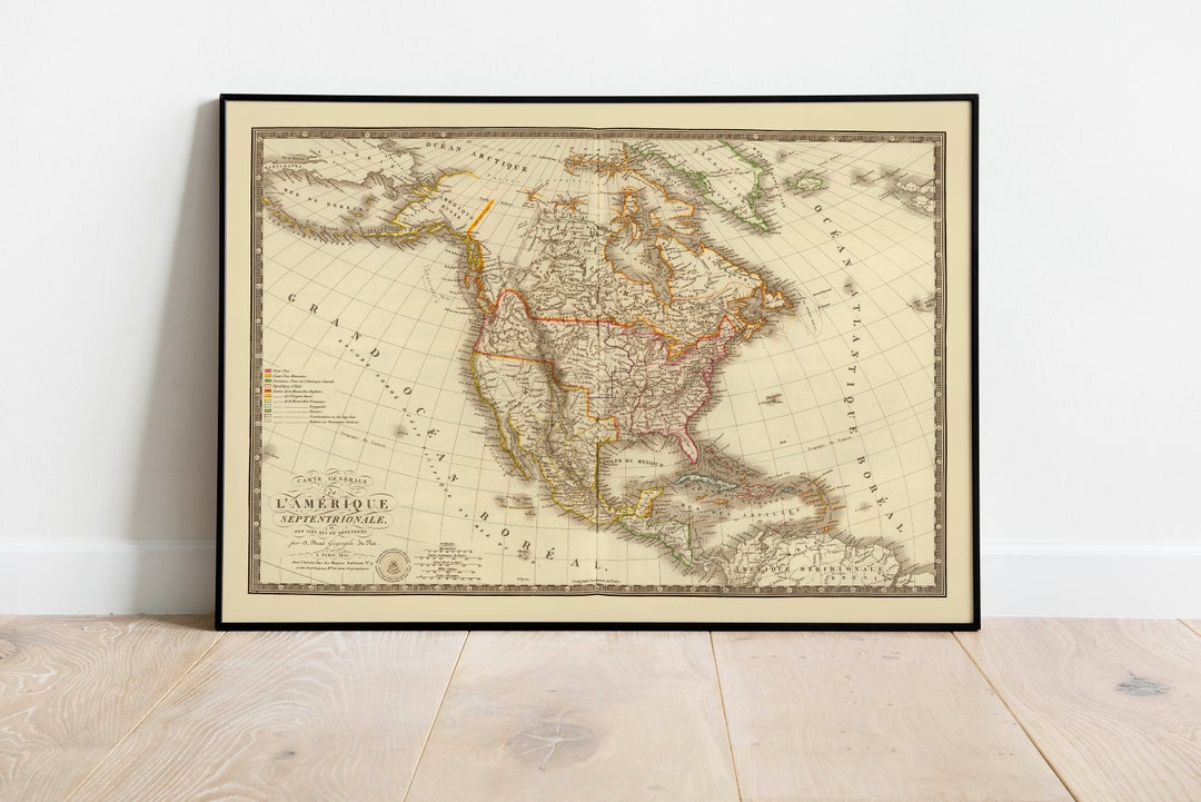 1821 North America Historical Map: Vintage Wall Art Print - Etsy