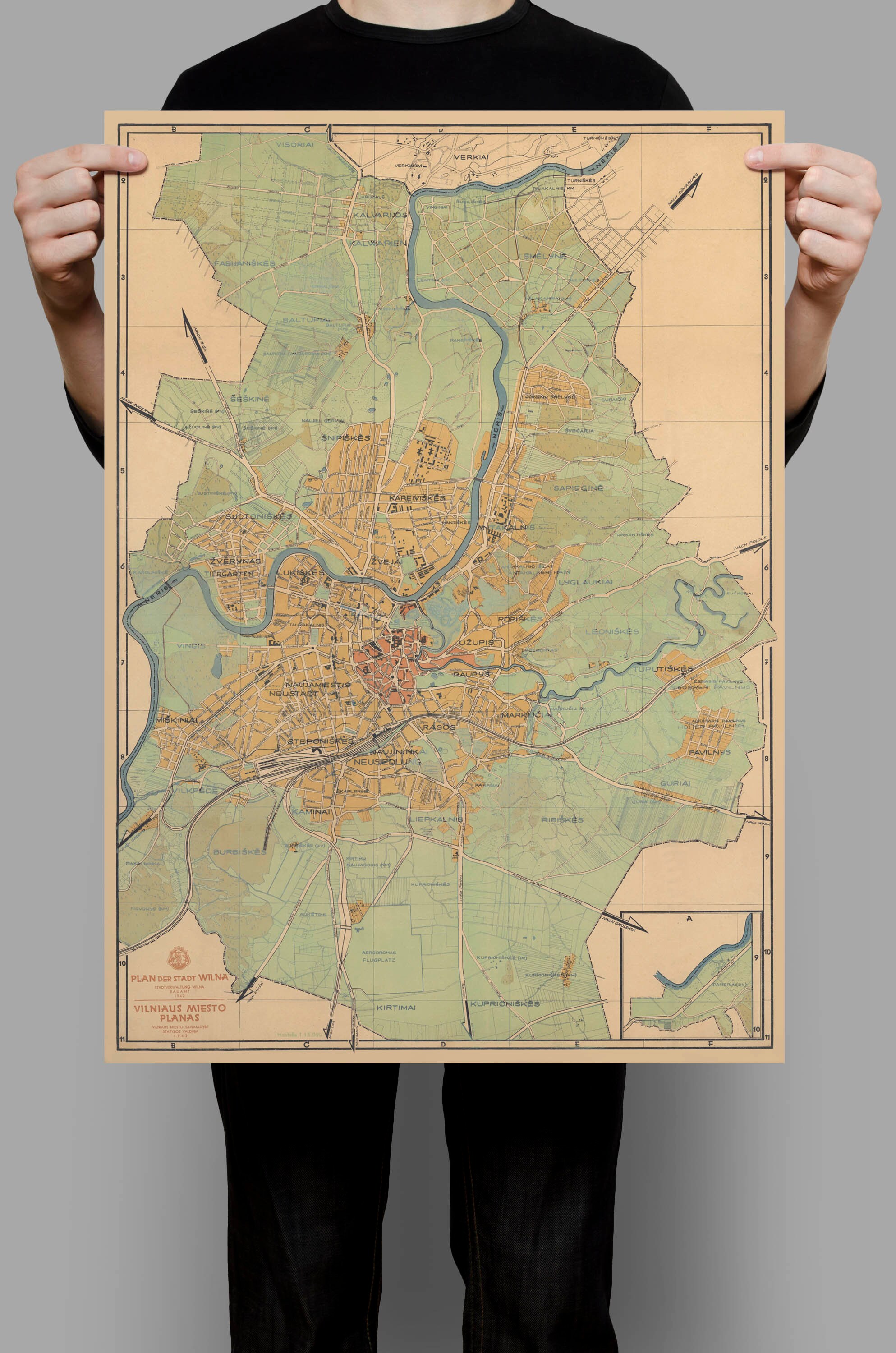 Vilnius City Map Print Lithuania Map Poster Vilnius Old Map | Etsy