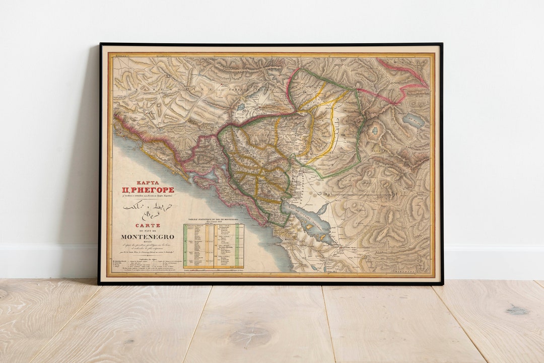 Vintage Montenegro Map Print: 1838 Dalmatia Art, Canvas or Framed - Etsy