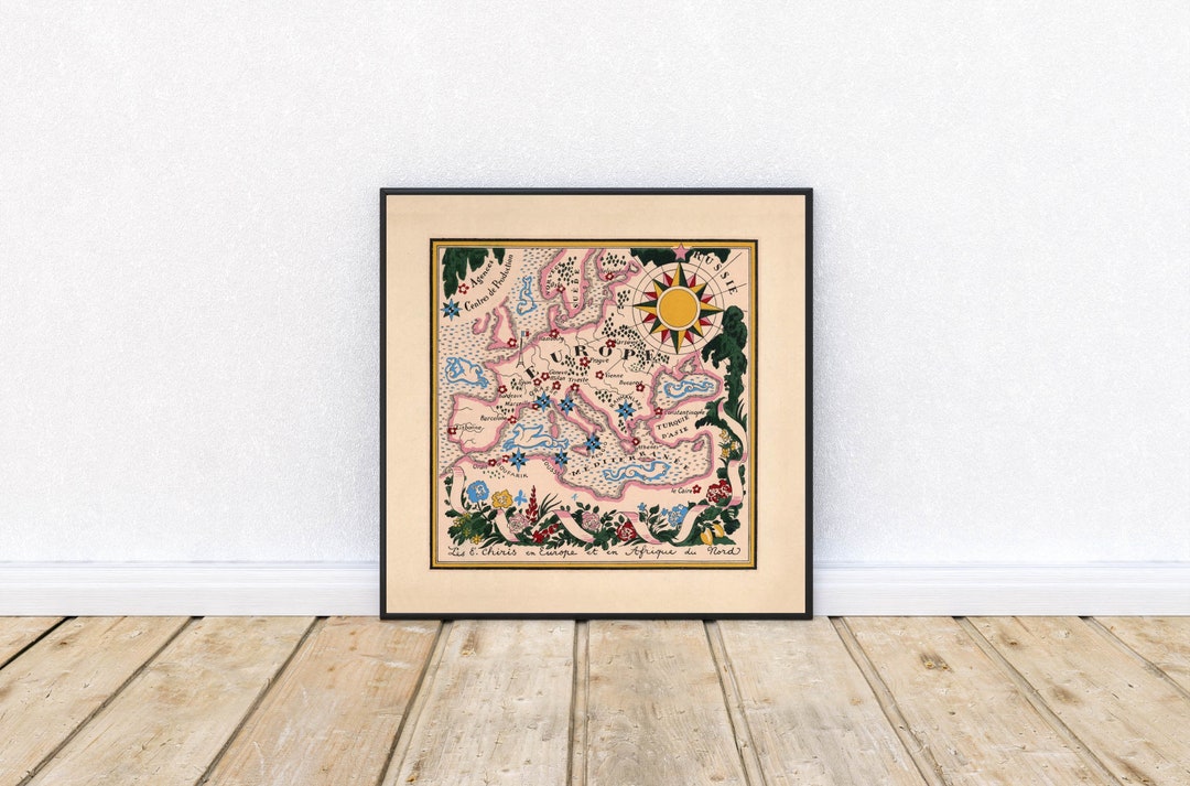Europe Map Print| Art History| 1931 North Africa Map Wall Art| Framed ...