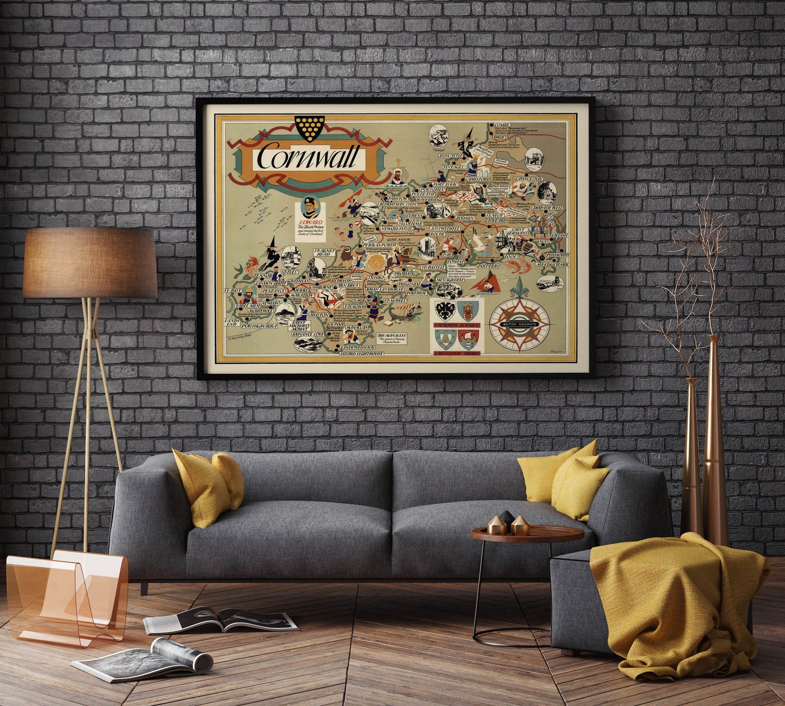 Map of Cornwall England Old Map Wall Art Cornwall Map - Etsy