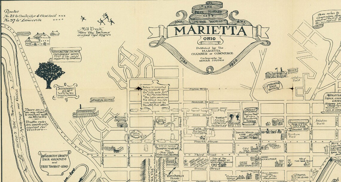 Old Map of City of Marietta Ohio Antique Map Marietta | Etsy