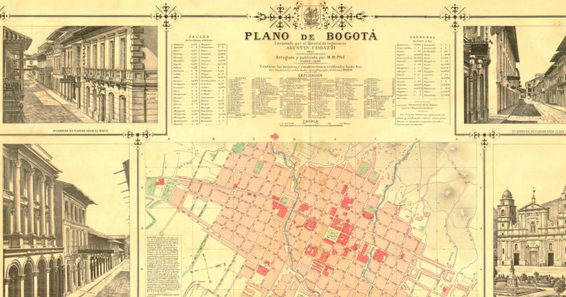 Bogotá Viejo Mapa / Bogotá Mapa / Colombia Mapa Antiguo / | Etsy