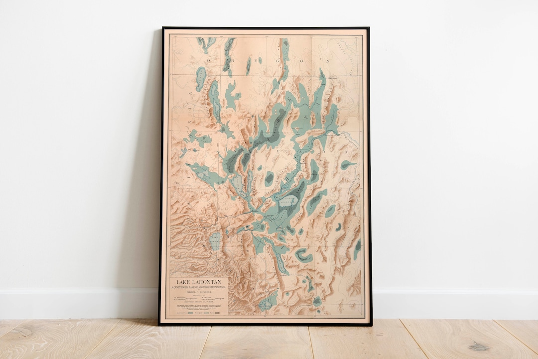 Map of Lake Lahontan 1885| Nevada Maps| Old Map Wall Decor| Vintage Map ...