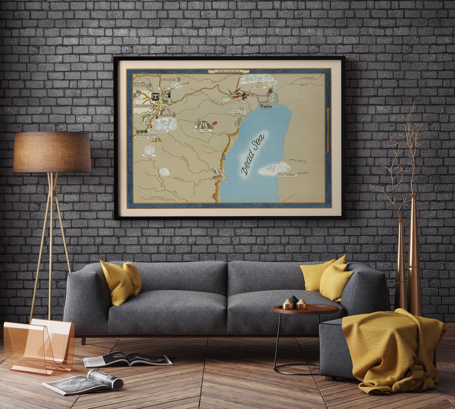 Jerusalem Map Print Israel Map Posters Canvas Print Wall | Etsy