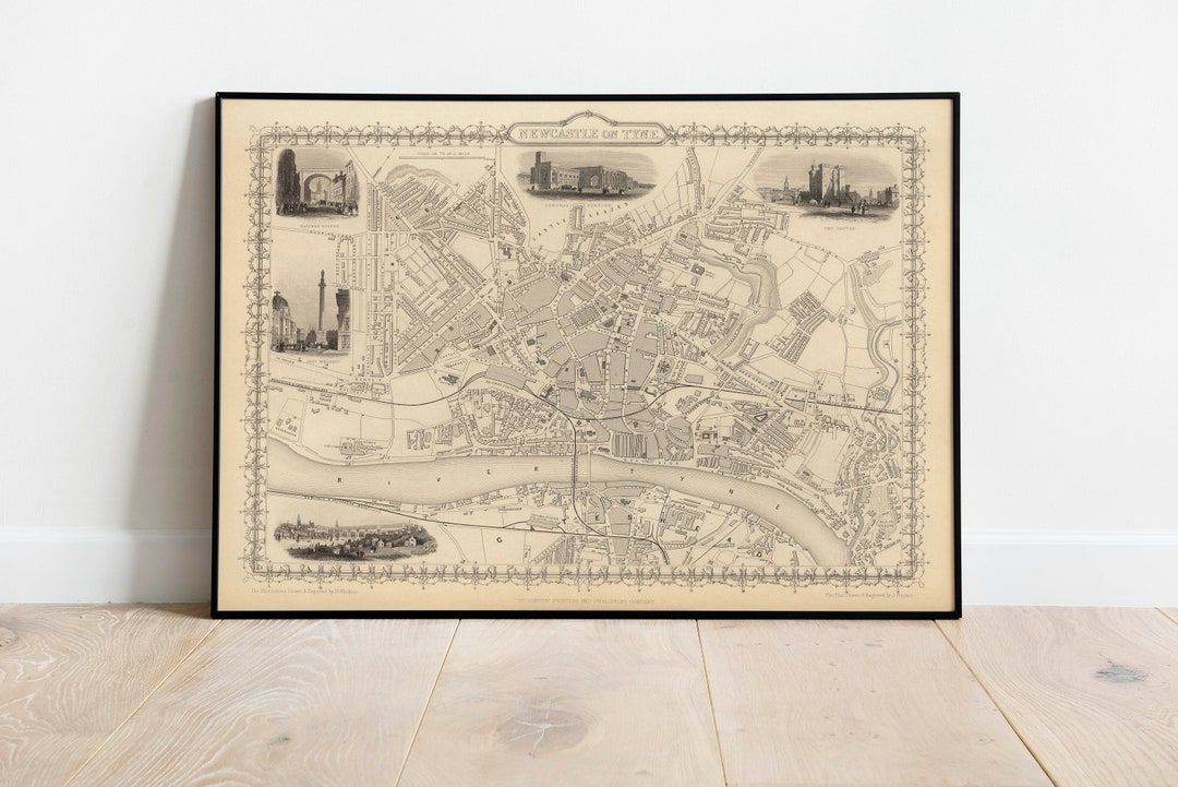 Newcastle Map Print| Fine Art Prints| 1851 Newcastle Map Wall Art ...