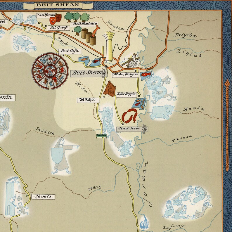 Beit Shean Map Print Israel Map Posters Canvas Print Wall | Etsy