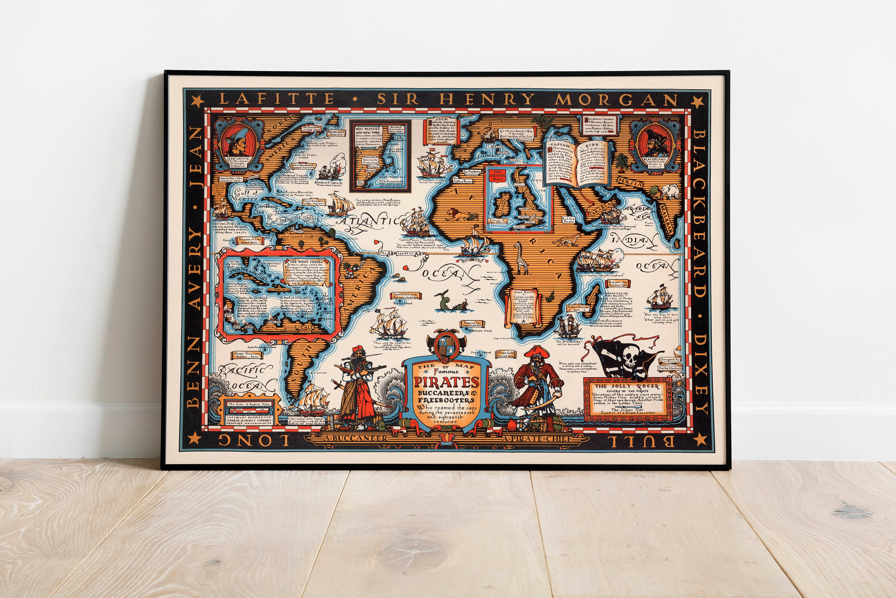 Map of Famous Pirates of 17th and 18th Centuries Long Benn - Etsy