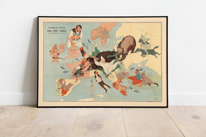 Propaganda Map of Europe During World War 1 WW1 Europe Map | Etsy UK