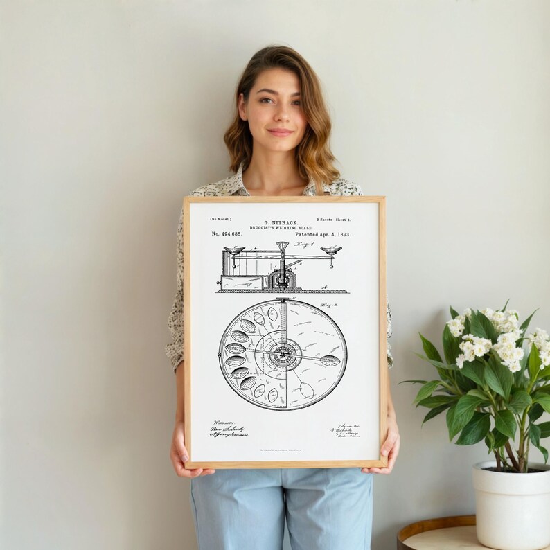 Vintage Drug Scale Patent Art Print | Apothecary Decor - Etsy UK