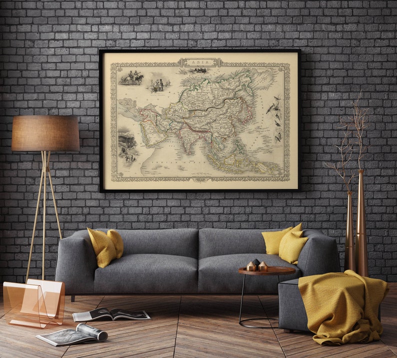 Asia Continent Map Poster for Wall Decor Old Map Asia Wall - Etsy