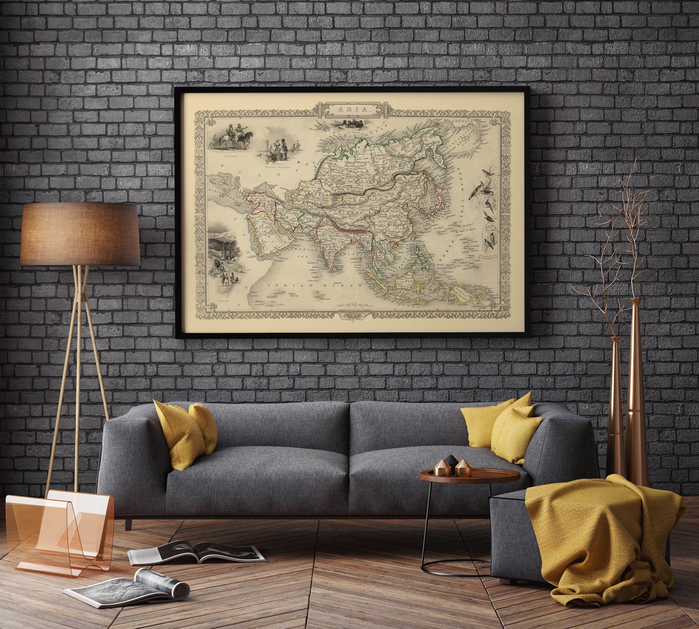 Asia Continent Map Poster for Wall Decor Old Map Asia Wall - Etsy