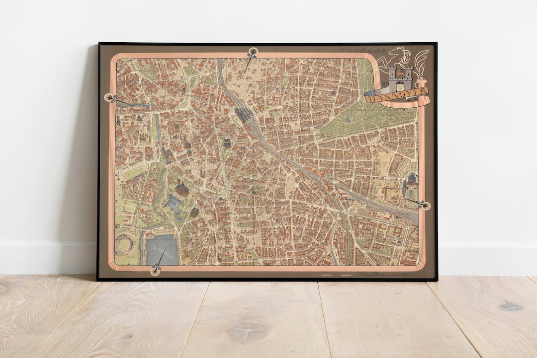 Vintage Hannover Germany Map Poster: City Street Art Print - Etsy