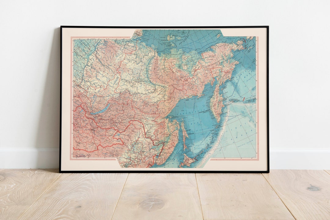 Vintage Siberia & Far East Map Print: Geographical Wall Art - Etsy