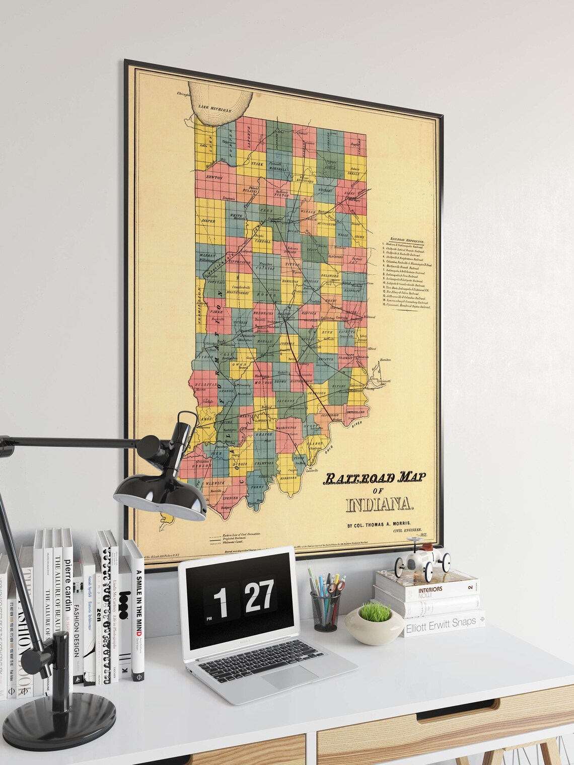 Indiana Railroad Map Old indiana Map Indiana Counties Map | Etsy