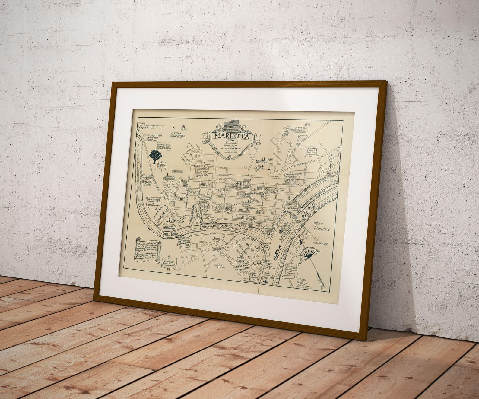 Old Map of City of Marietta Ohio Antique Map Marietta | Etsy