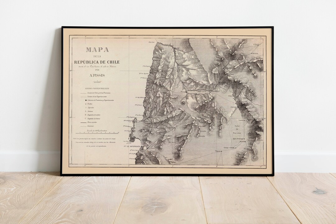 Map of Chile 1884| Old Map Wall Decor| Vintage Map Wall Art| Poster ...