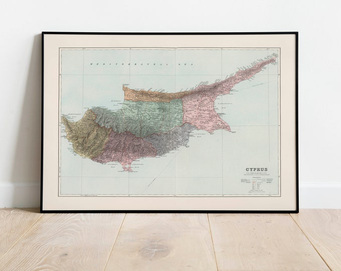 1590 Ancient Map of Cyprus, Old Map, Extremely Rare, Fine Reproduction ...