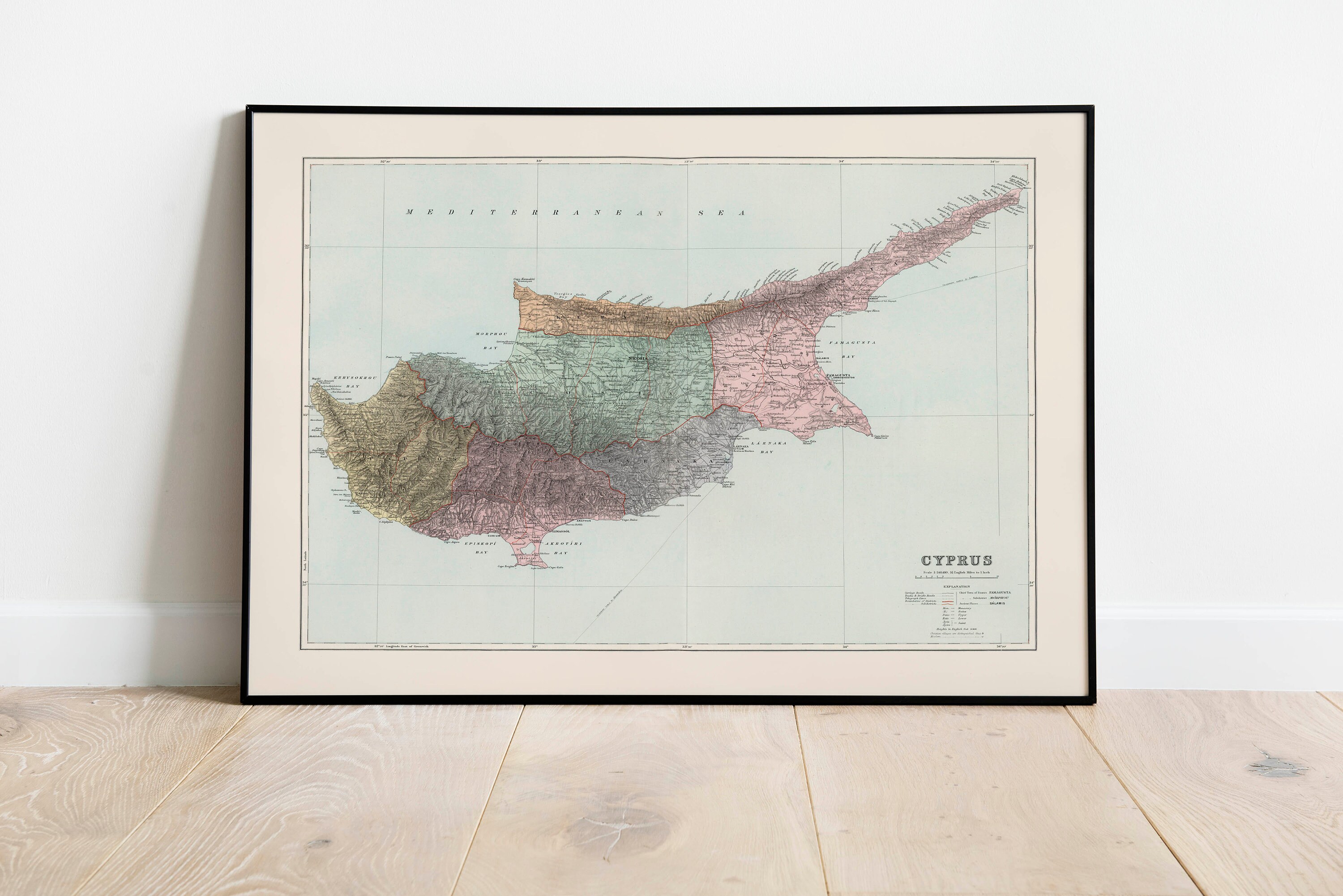 Map of Cyprus 1904 Old Map Wall Decor Vintage Map Wall Art - Etsy