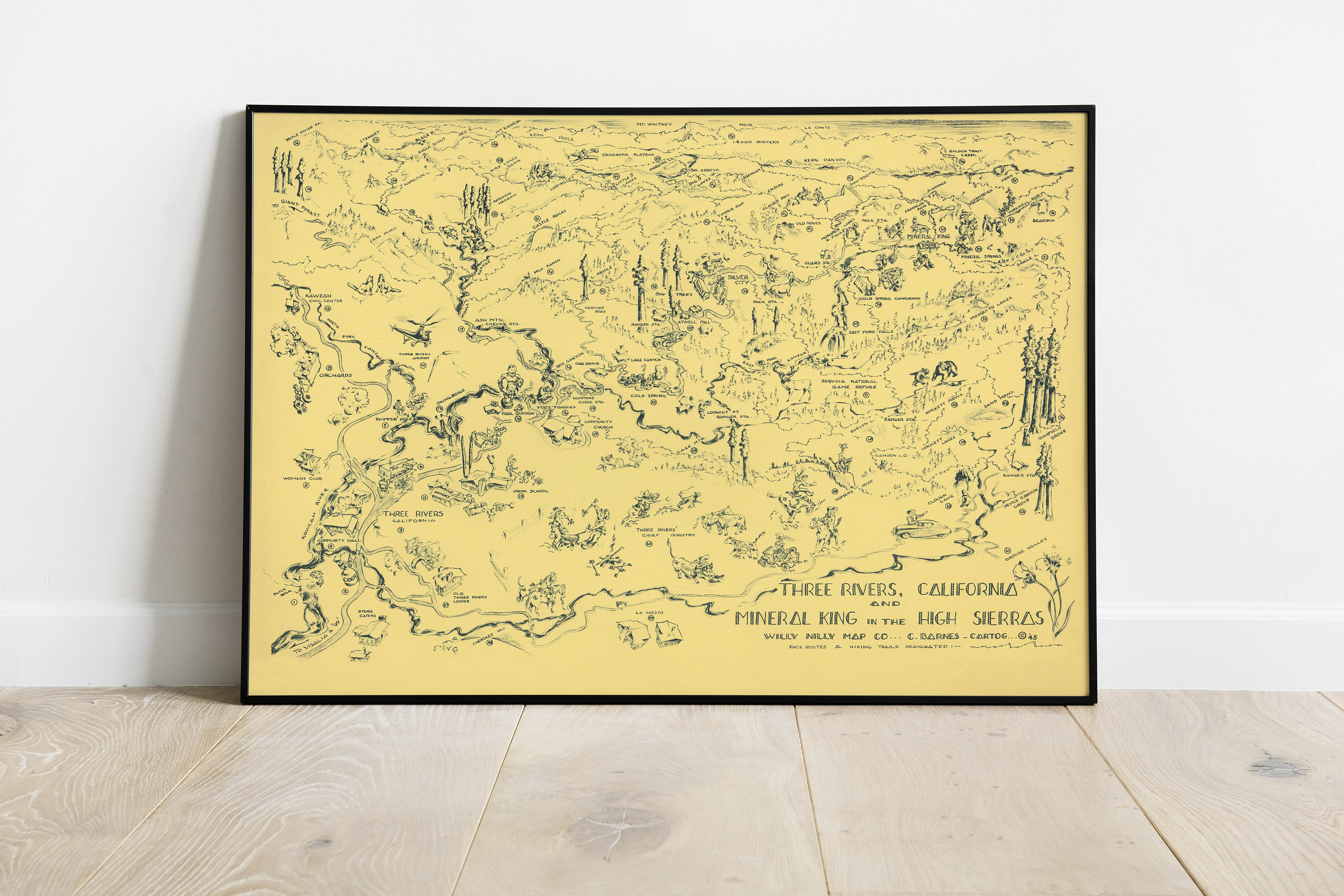 Map of Three Rivers Region in California United States - Etsy