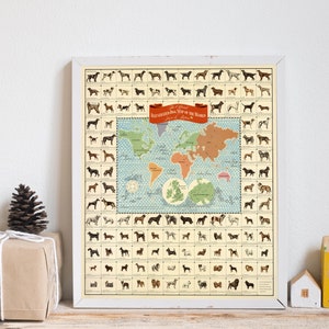 Dog Map of the World Dog Chart Poster Dog Lover Gift Dog | Etsy