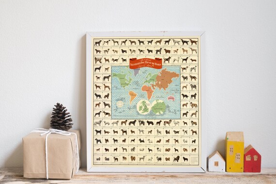 Dog Map of the World Dog Chart Poster Dog Lover Gift Dog | Etsy