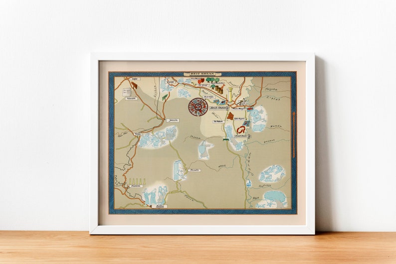 Beit Shean Map Print Israel Map Posters Canvas Print Wall | Etsy
