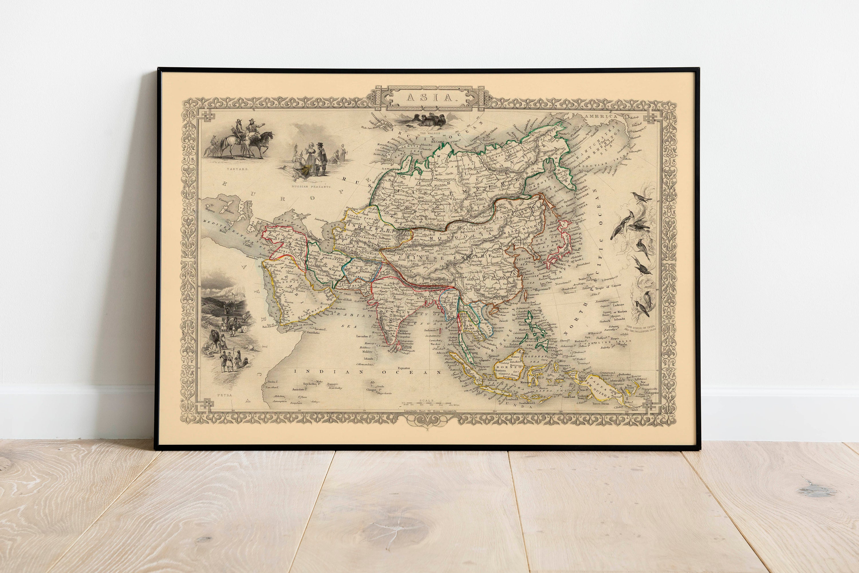 Asia Continent Map Poster for Wall Decor Old Map Asia Wall - Etsy