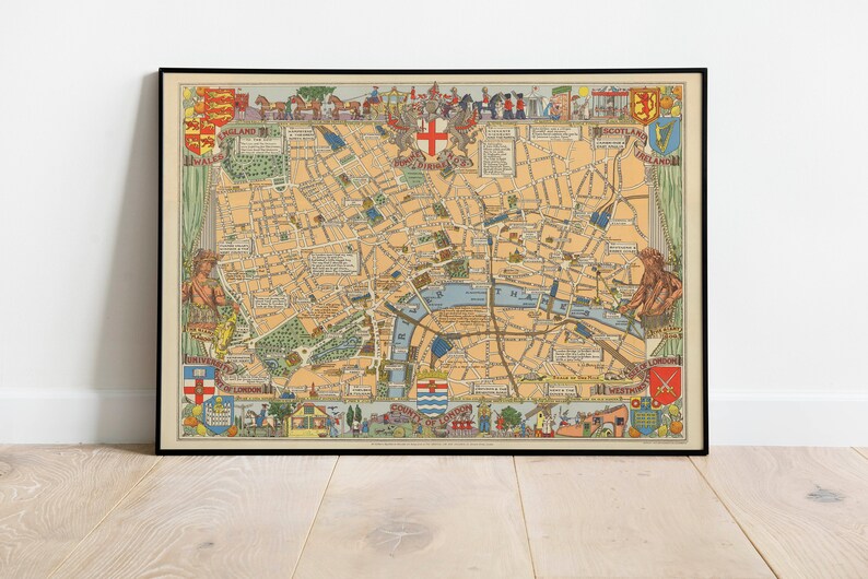 London Map Print Art History 1938 London Map Wall Art - Etsy