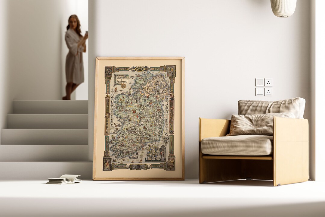 The Story Map of Ireland 1936| Ireland Old Map Wall Print| Poster Wall ...