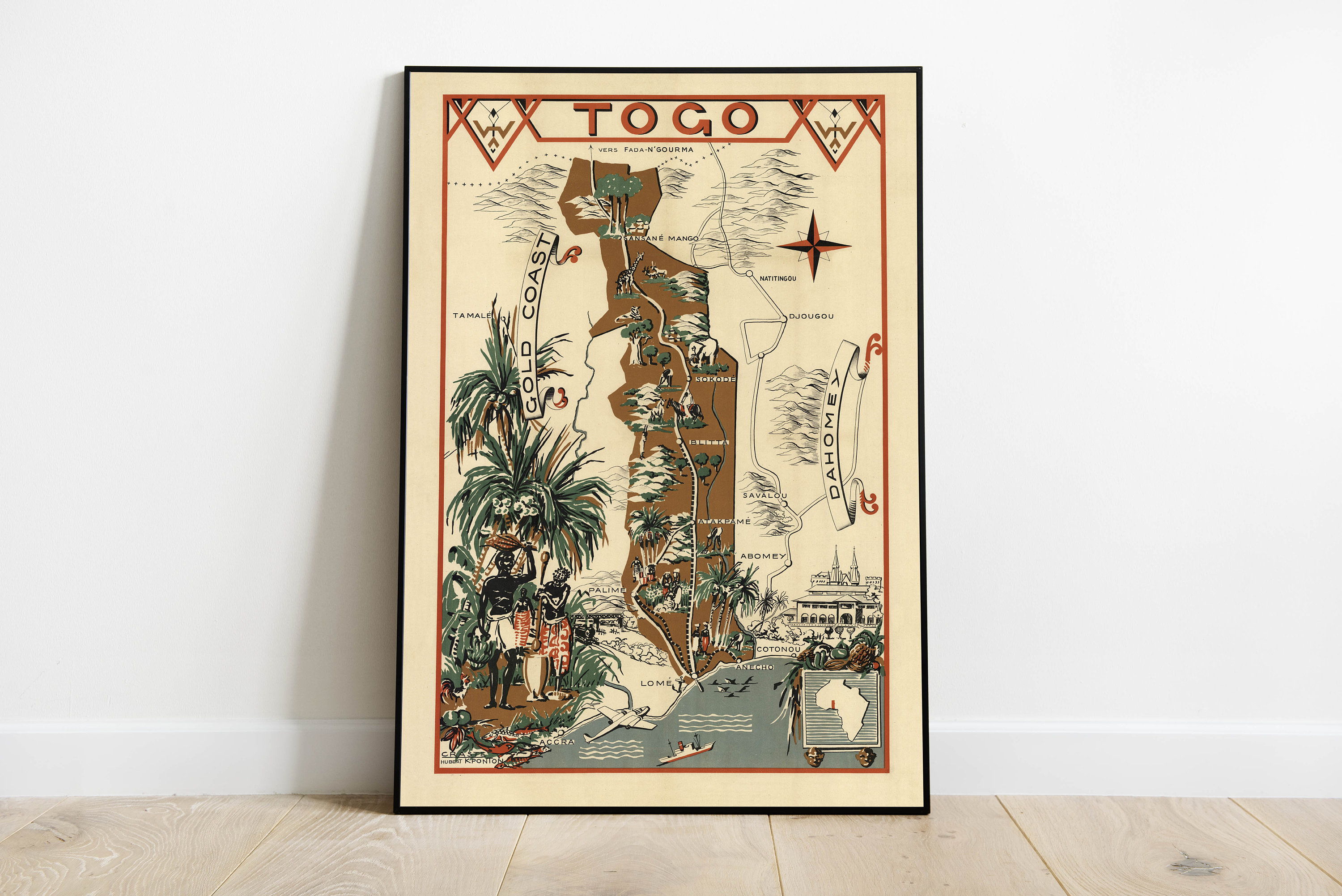 Togo Map Wall Print Old Map Togo Poster for Wall Decor | Etsy