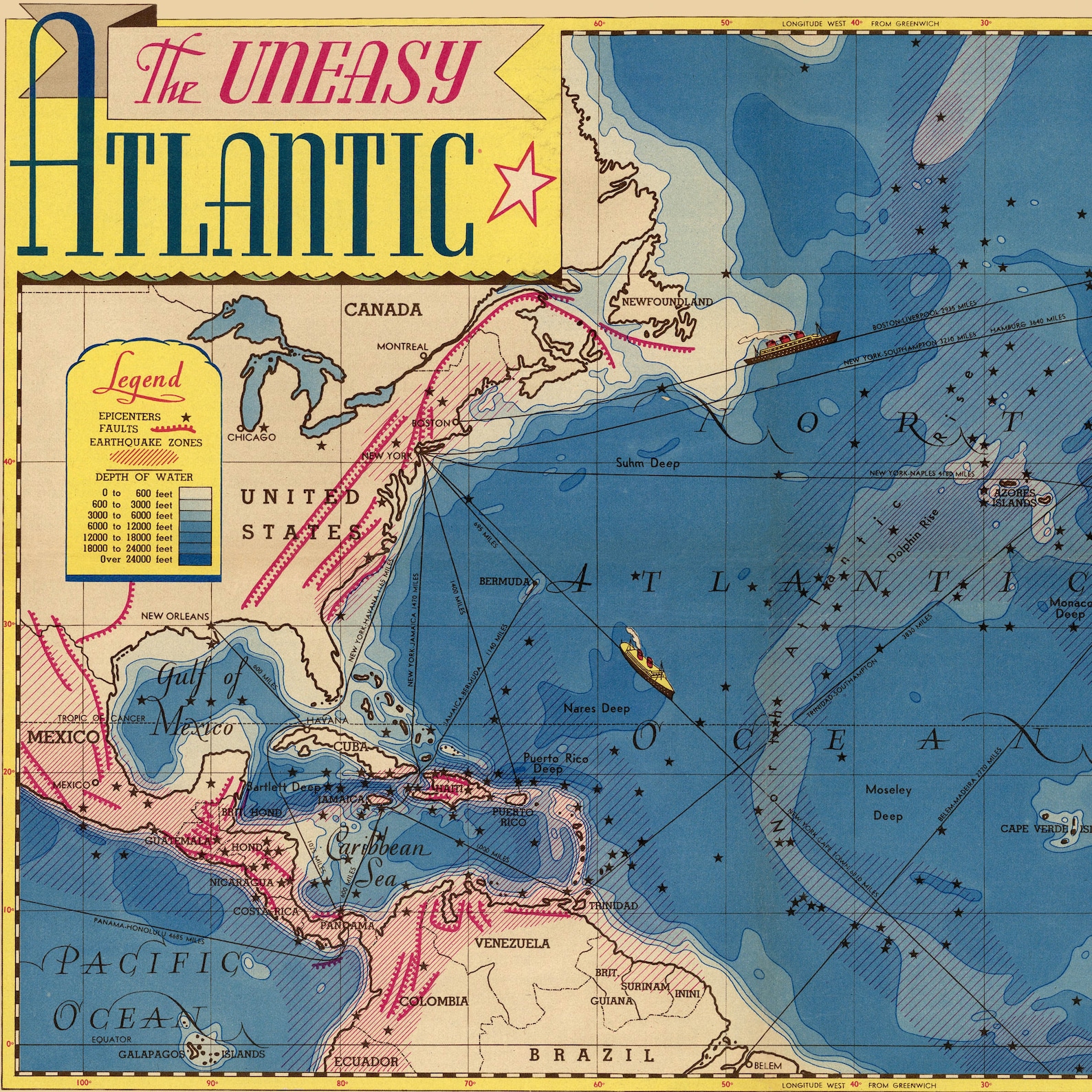 Atlanic Ocean Map Poster Atlantic Ocean Map Wall Art Print | Etsy