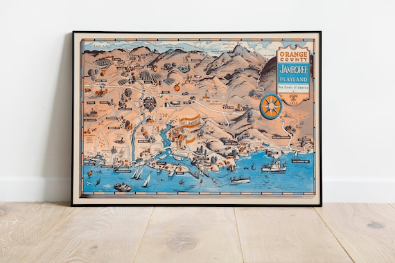 Orange County Map Print Vintage California Maps Wall Art | Etsy