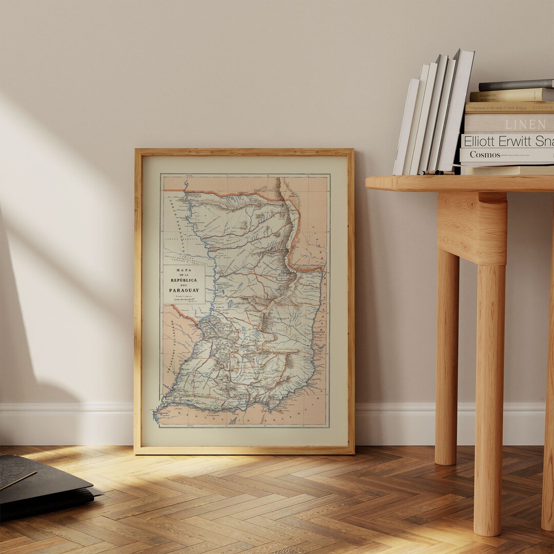 Paraguay Map Poster 1888| Paraguay Vintage Maps Wall Decor| Canvas ...