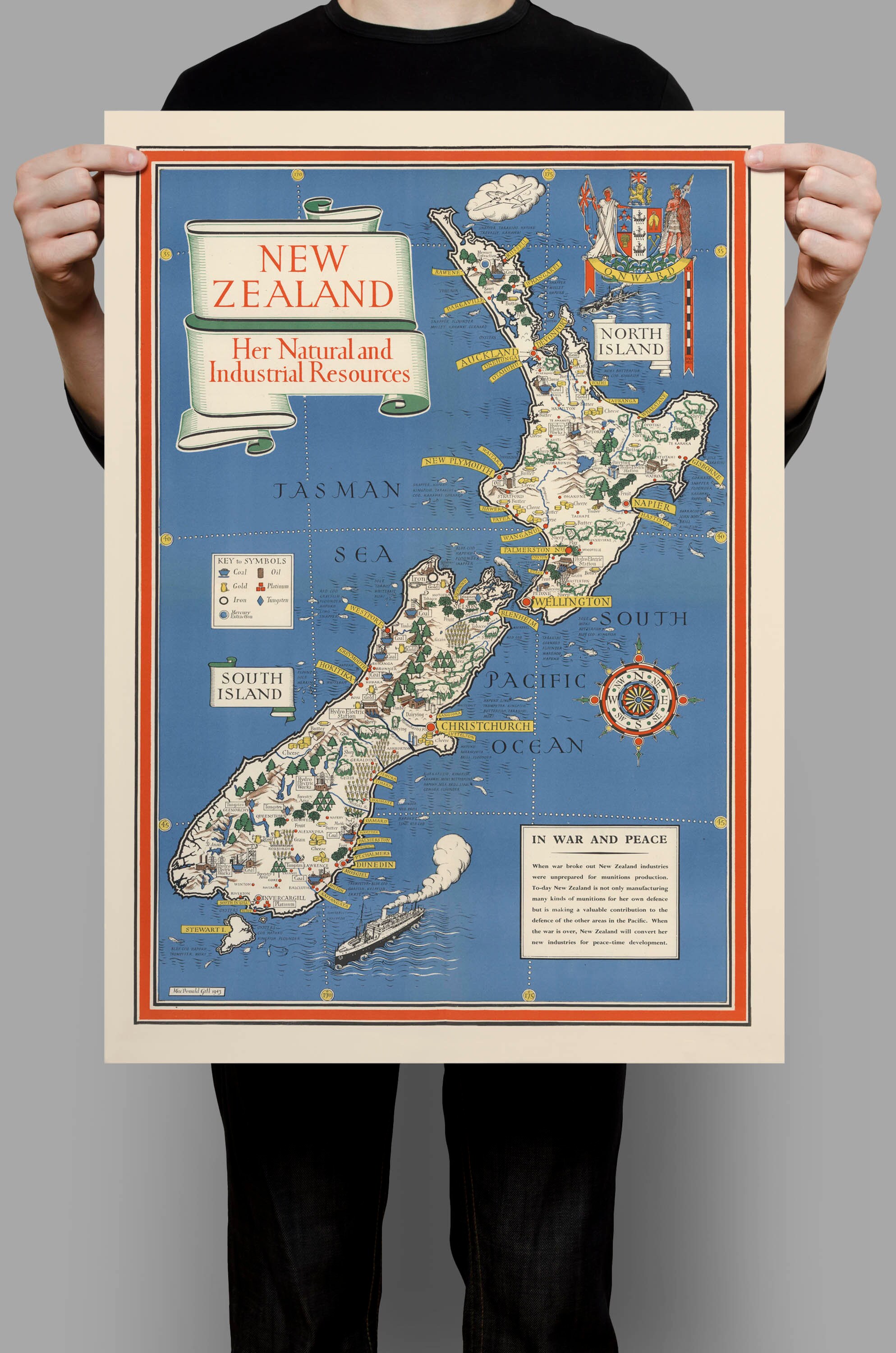 New Zealand Map Wall Print Old Map New Zealand Poster for | Etsy