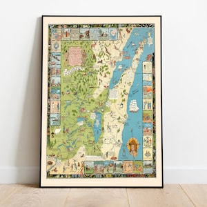 Vintage Fox River Valley Map Poster: Wisconsin Wall Art Print - Etsy