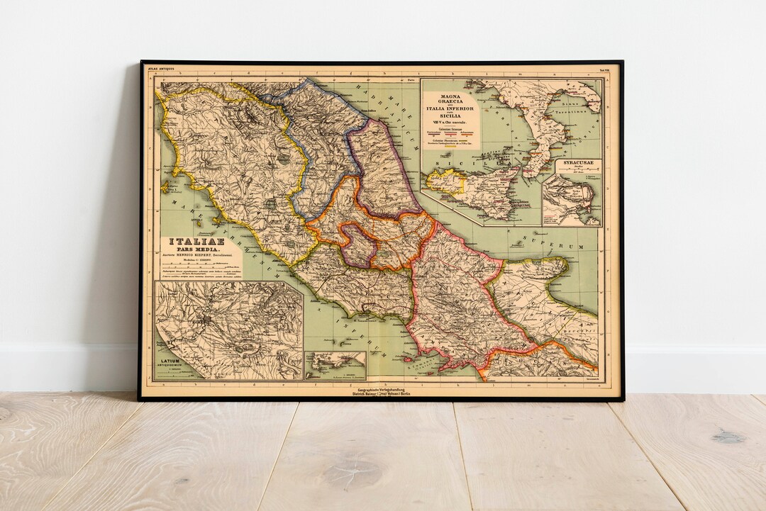 Vintage Italy Map Print: 1903 Italian Wall Art - Etsy