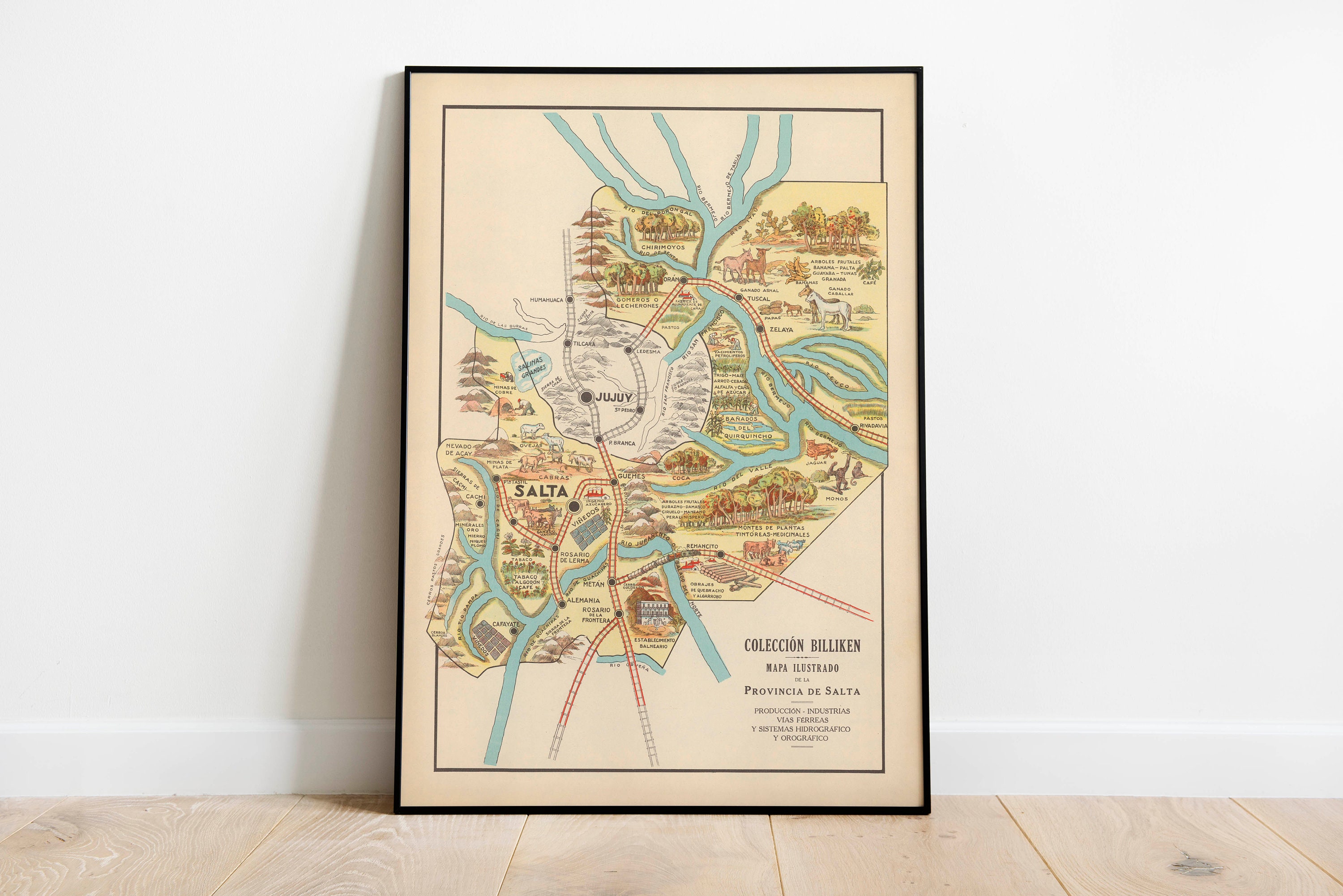 Pictorial Map of Salta Argentina Old Map Wall Art Print - Etsy