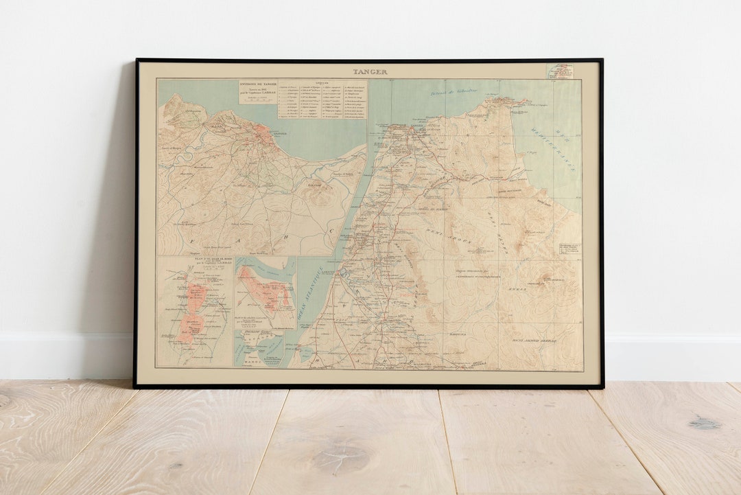 Map of Tangier 1906| Wall Maps| Morocco Maps Wall Print| Framed Art ...