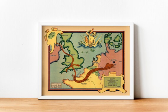 World War 2 Propaganda Poster WWii Map WWii Poster Wall Art | Etsy