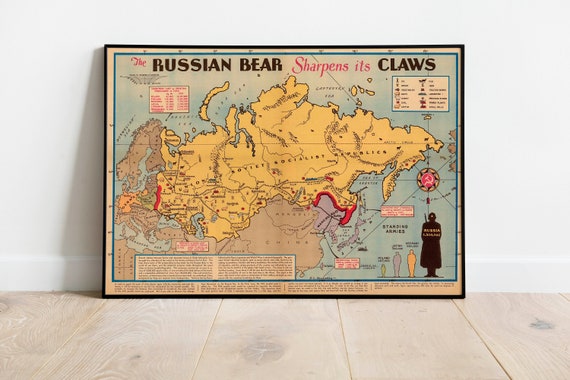 Soviet Russia Sphere of influence Map before WWii Pictorial | Etsy