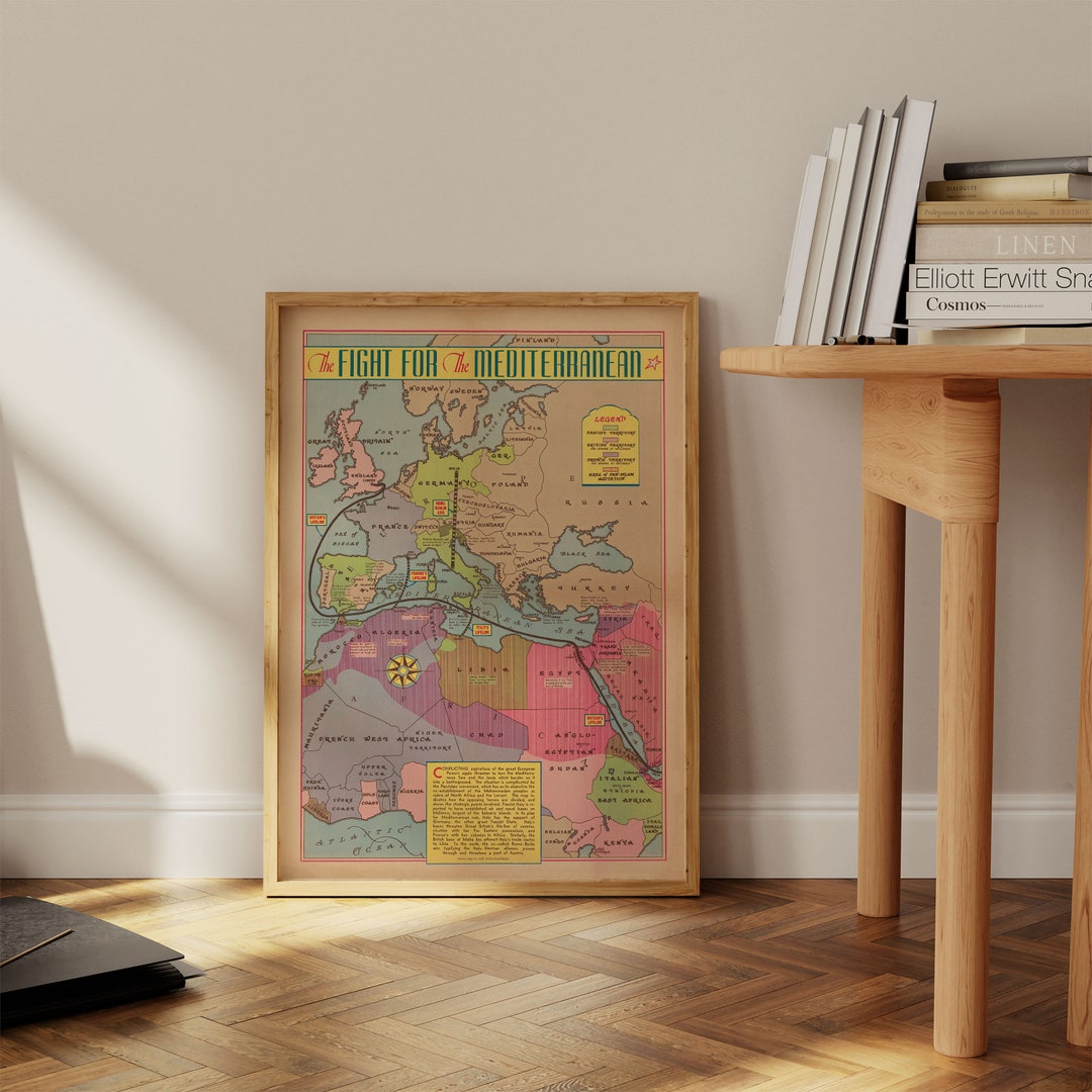 Europe World War 2 Map Print| Poster Print| WW2 Maps| Canvas Art| War ...