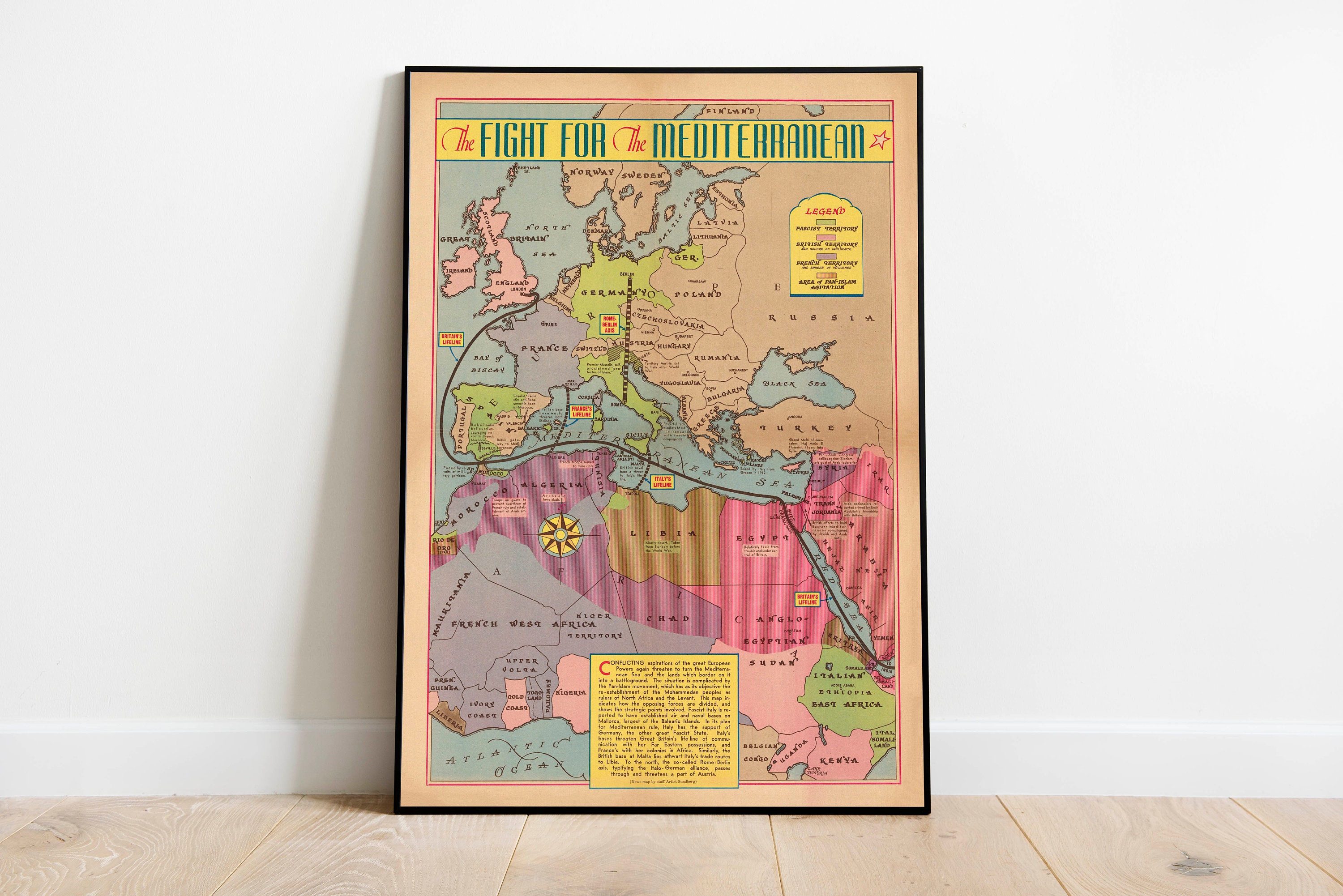 Europe World War 2 Map Print Poster Print WW2 Maps Canvas | Etsy