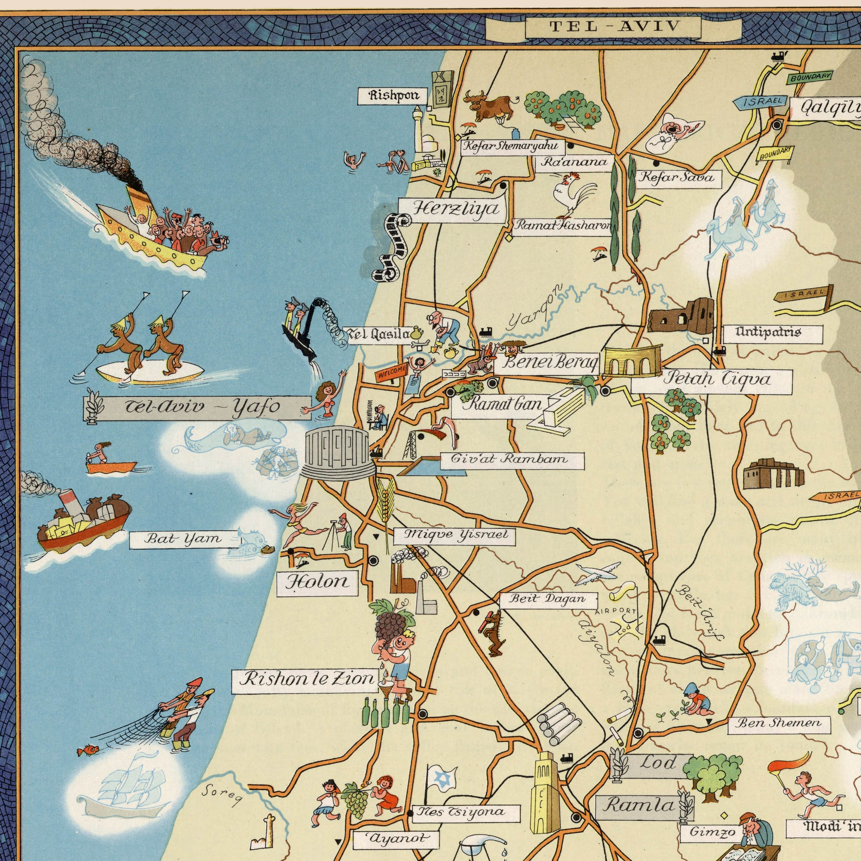 Tel Aviv Map Print Israel Map Posters Canvas Print Wall Art | Etsy