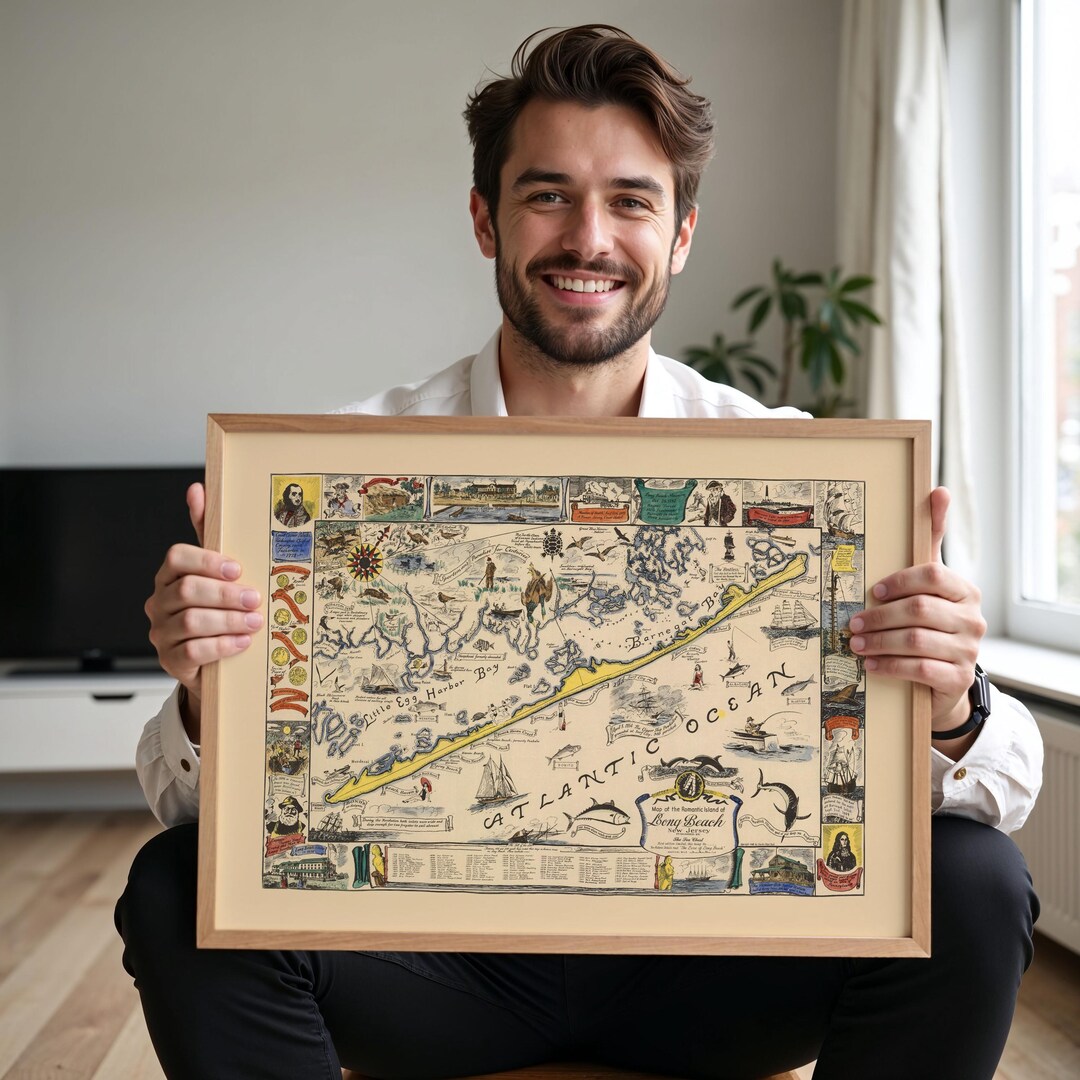 Vintage Map Print: Long Beach Island, New Jersey Wall Art - Etsy